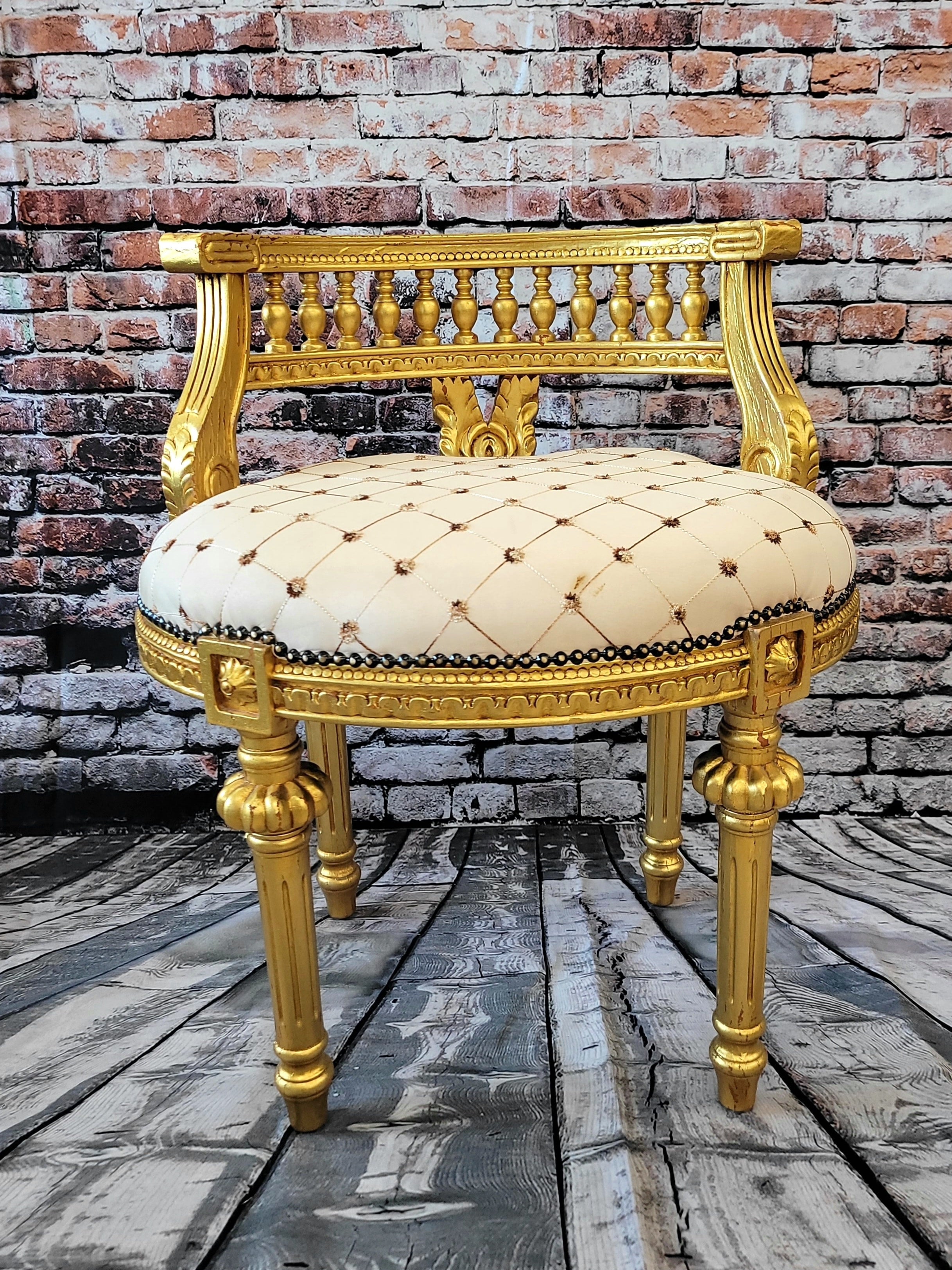 Gold Vanity Chair | YoWZa Antiques & Sweet Shoppe